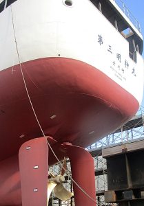 GATE RUDDER® SYSTEM装備船として世界初の漁船となる第三明神丸が進水しました – かもめプロペラ株式会社